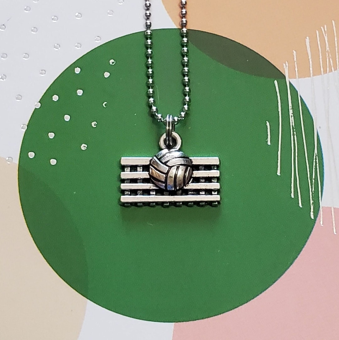 Volleyball Necklace - Volleyball and Net Charm - Volleyball Jewelry ...