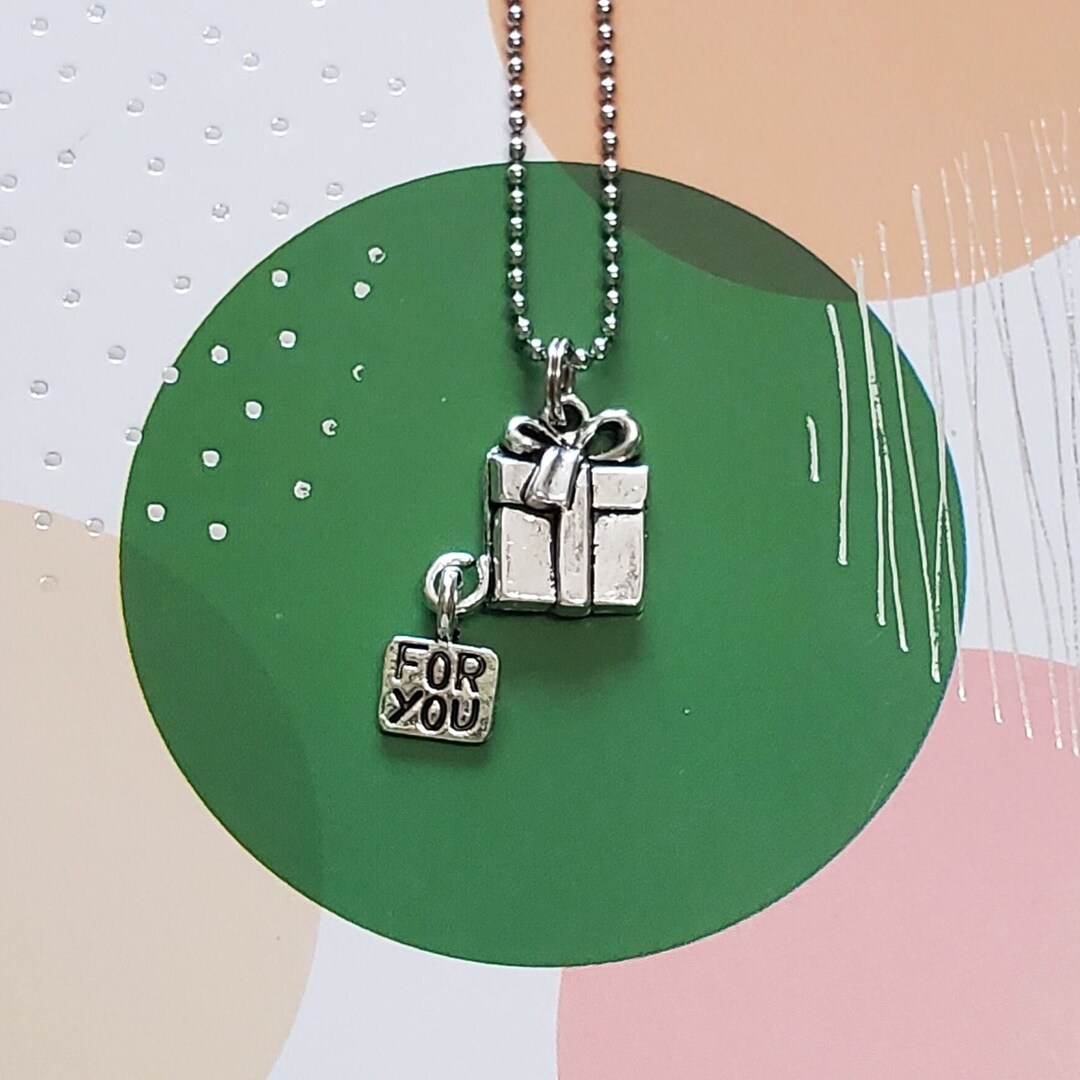 Gift Box Necklace - Gift Box Charm - Christmas Present Necklace ...