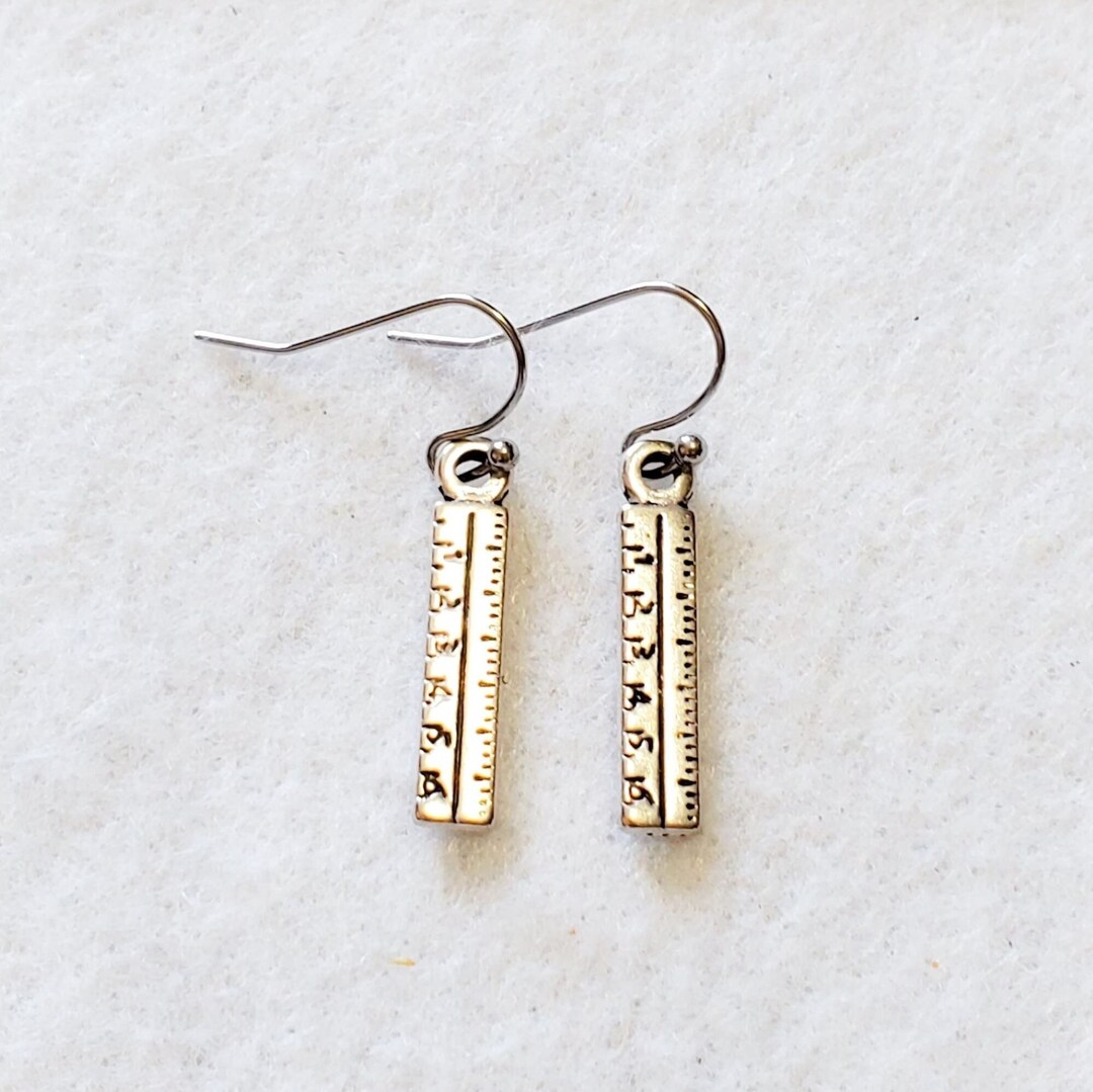 Ruler Earrings - Ruler Charms - Ruler Jewelry - Teacher Jewelry ...