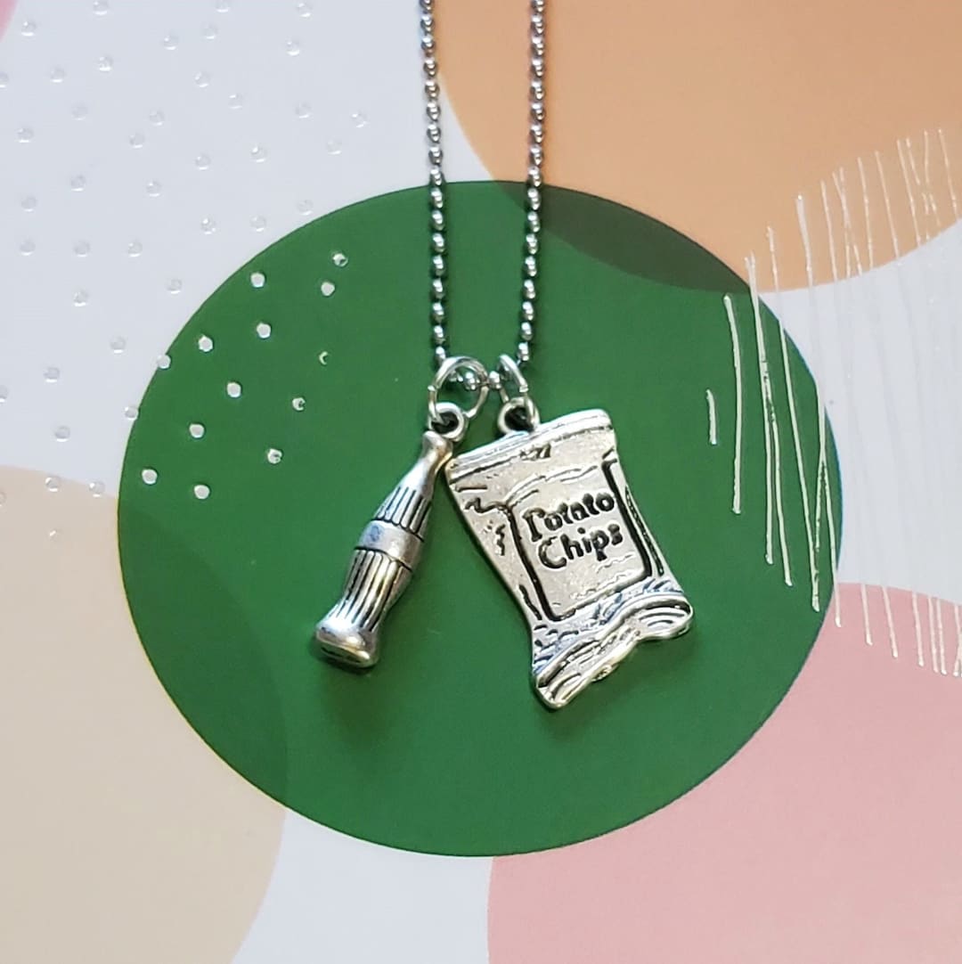 Potato Chip and Soda Necklace - Potato Chip Charm - Soda Charm - Foodie ...