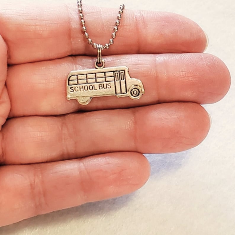 School Bus Charm Necklace: Antique Silver Bus Driver Jewelry - Etsy