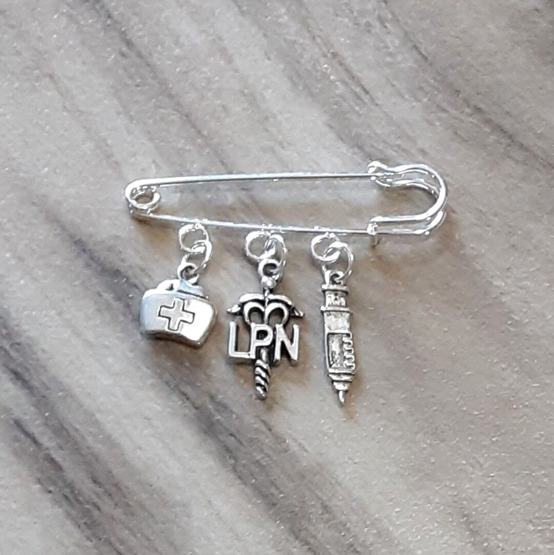 LPN Caduceus Charm Pin: Nurse Hat & Syringe Charms - Etsy