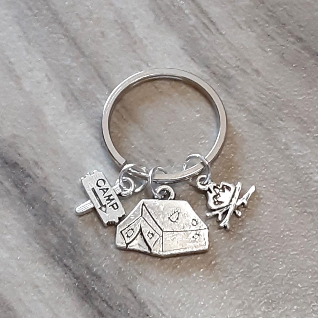 Camping Keychain: Tent, Campfire & Sign Charms - Adventure Gift - Etsy