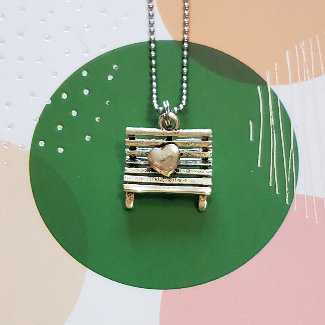 Park Bench Necklace - Park Bench Charm - Love Bench Necklace - Bench ...