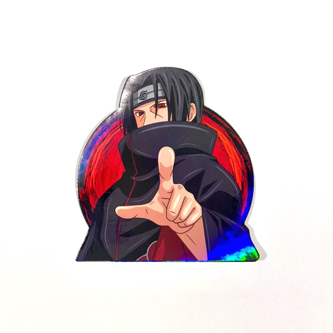 Naruto Fan Art Stickers Itachi Anime Hand Drawn Holographic Rainbow ...