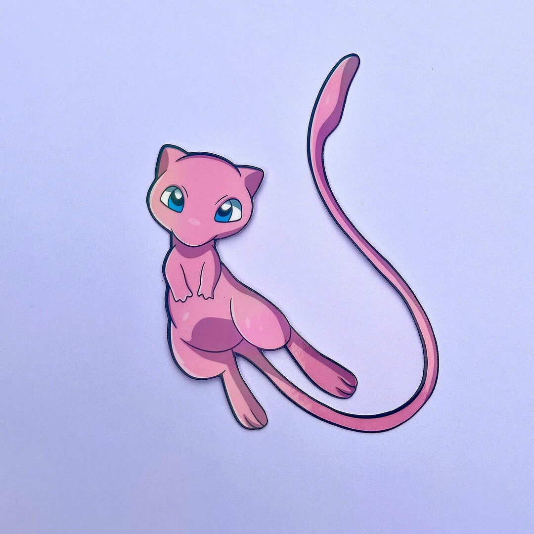 Pokémon Fan Art Stickers Mew Hand Drawn Cute Anime Holographic and ...