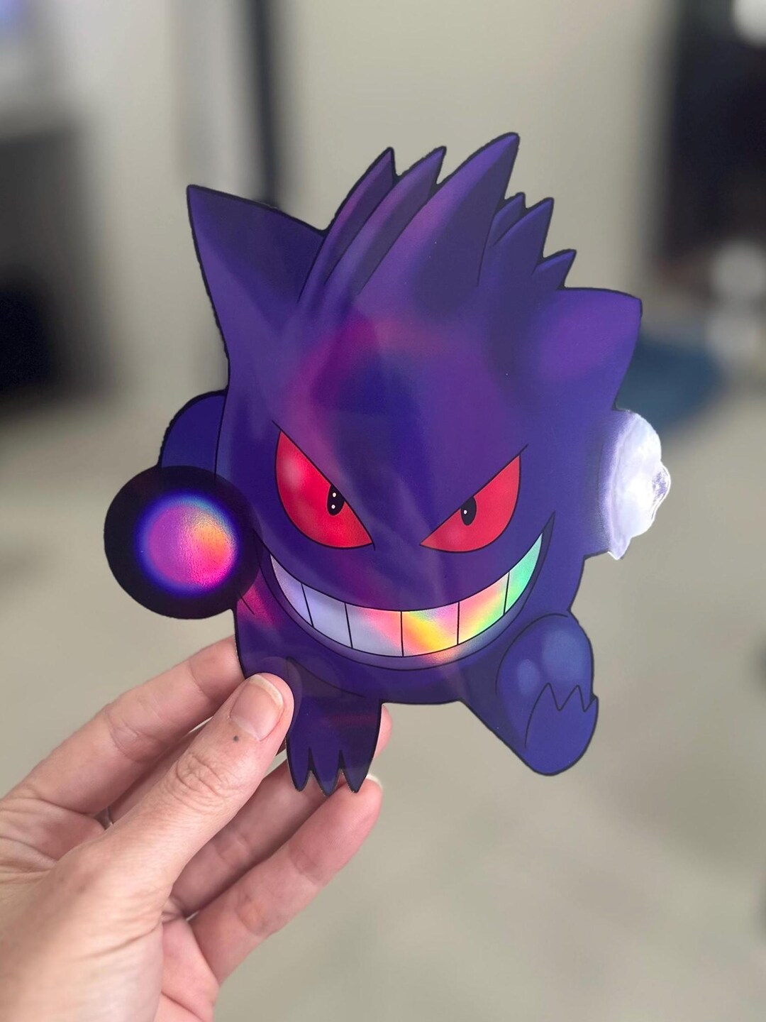 Pokémon Fan Art Stickers Gengar Hand Drawn Anime Holographic Rainbow ...