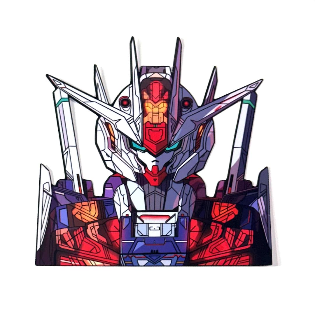Gundam Sticker Anime Fan Art Hand Drawn Sticker Vinyl. Holographic and ...