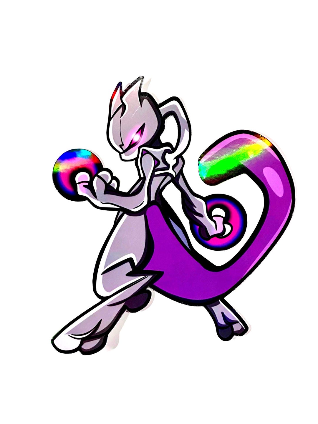 Pokémon Fan Art Stickers Mew Two Shadow Ball Hand Drawn Graffiti Style ...