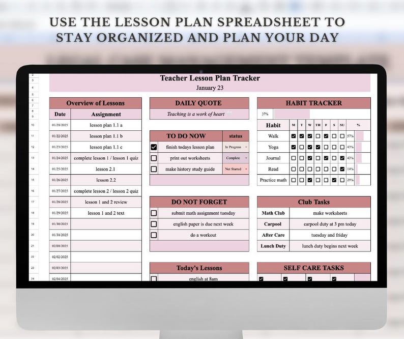 Excel Template for Teachers, Teacher Task Tracker, Homeschool Planner ...