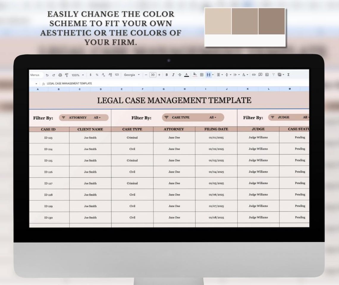 Legal Case Management Template | Google Sheets Project Management ...