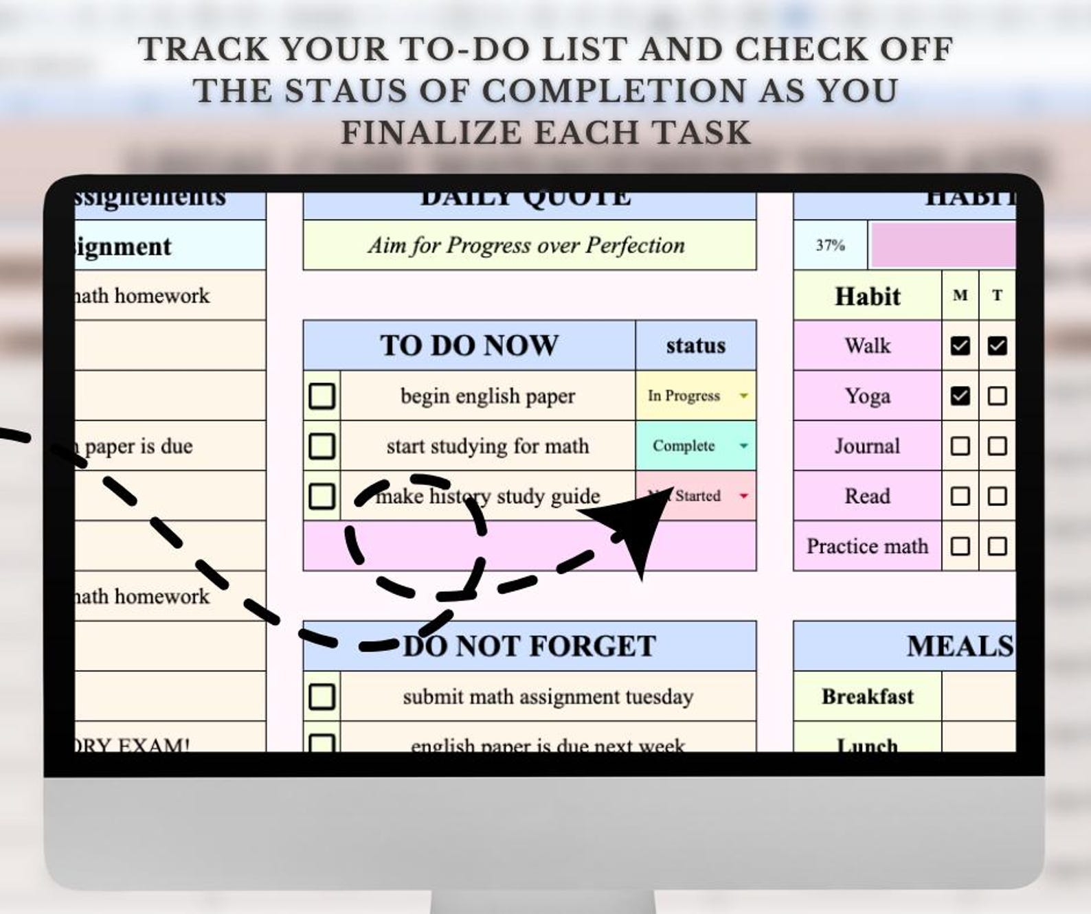 Academic Student Planner Spreadsheet | School Assignment Tracker ...