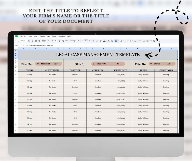 Legal Case Management Template | Google Sheets Project Management ...