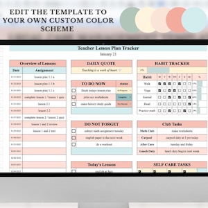 Teacher Lesson Plan Tracker, Teacher Assignment Task Spreadsheet ...