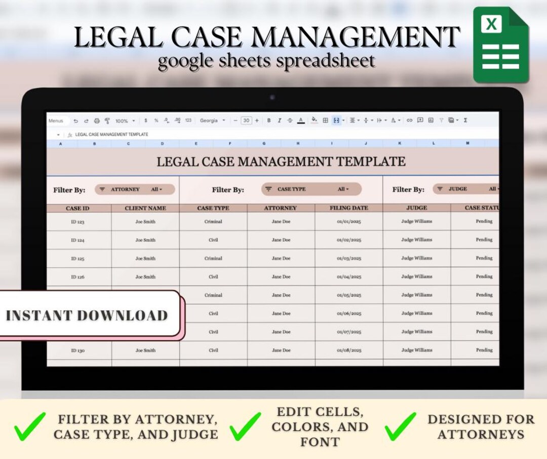 Legal Case Management Template | Google Sheets Project Management ...
