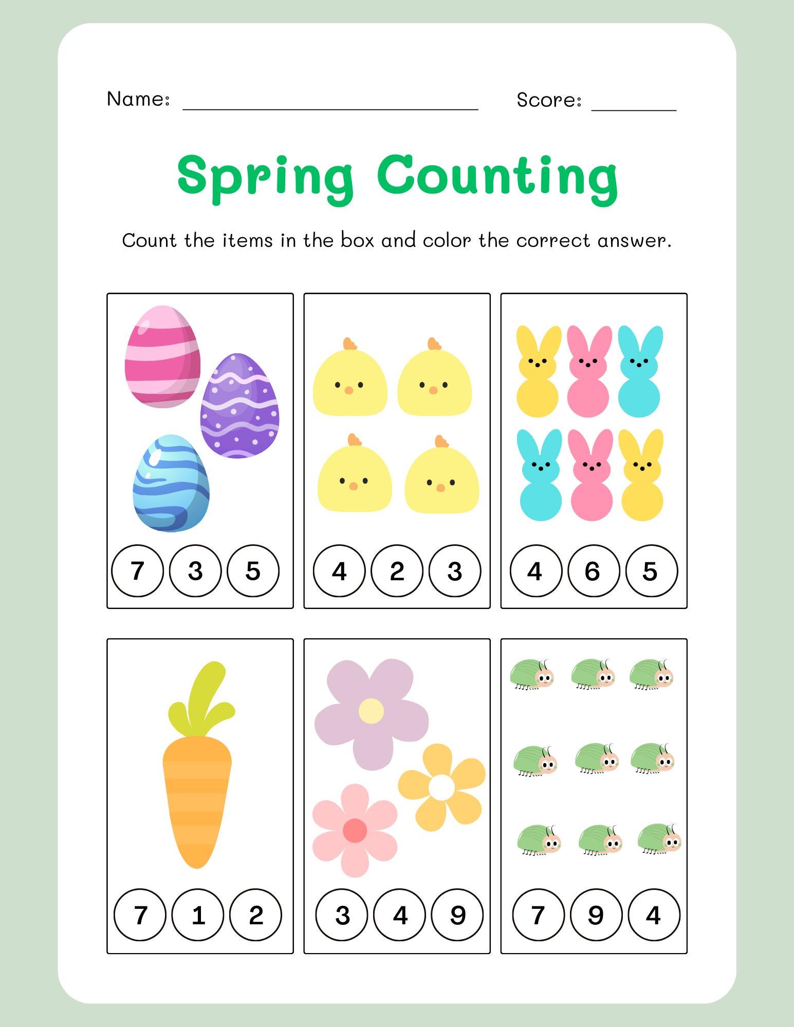 Spring Counting Activity for Kids, Classroom Easter Activities ...