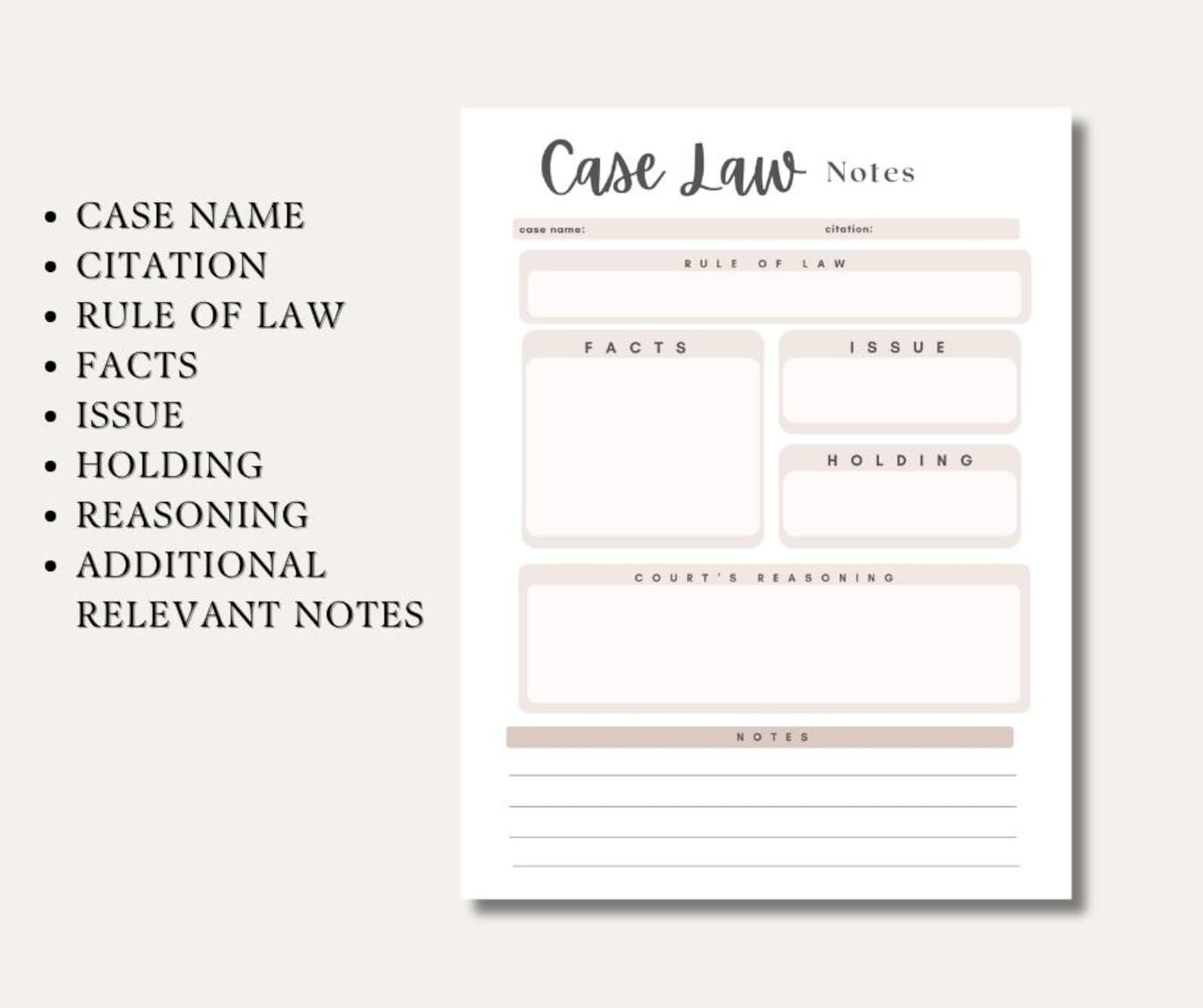 Case Law Brief Template | Aesthetic Law School Case Briefing Template ...