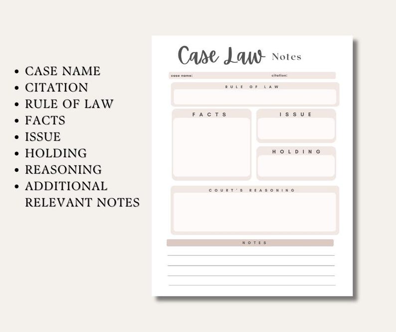 Case Law Brief Template | Aesthetic Law School Case Briefing Template ...