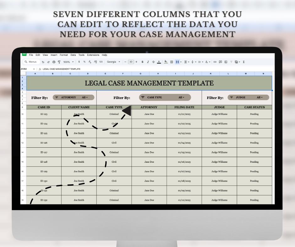 Legal Case Management Template | Google Sheets Project Management ...