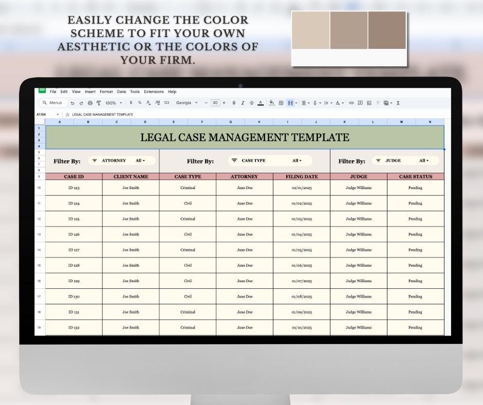 Legal Case Management Template | Google Sheets Project Management ...