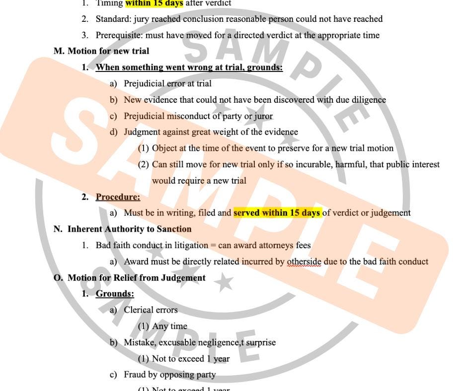 Florida Bar Examination Civil Procedure Outline - 2025/2026 - Etsy