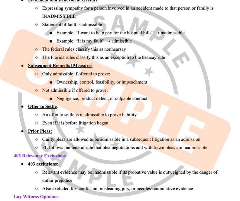 Florida Bar Examination Comprehensive All 5 Exam Subjects Outline ...