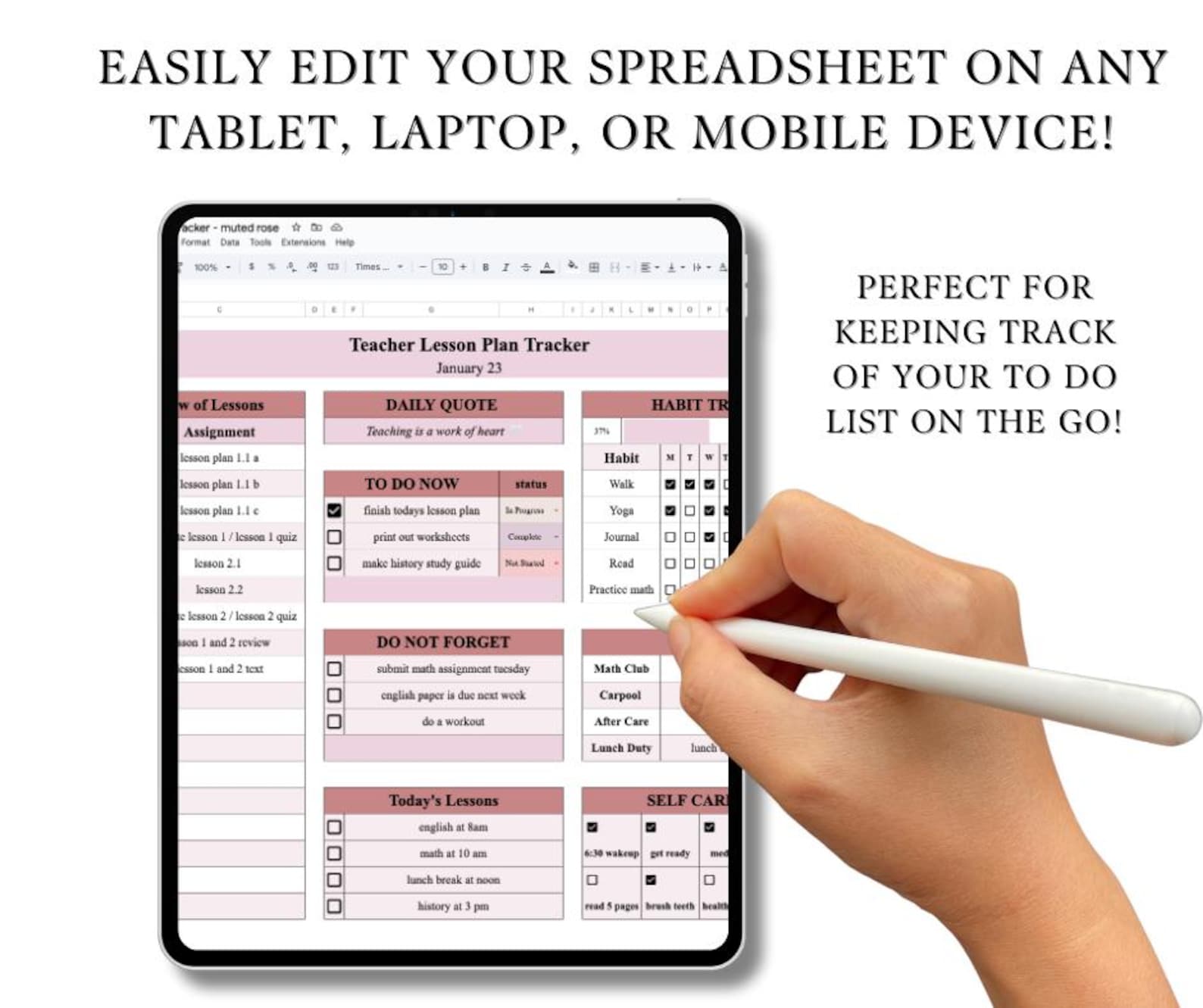 Excel Template for Teachers, Teacher Task Tracker, Homeschool Planner ...