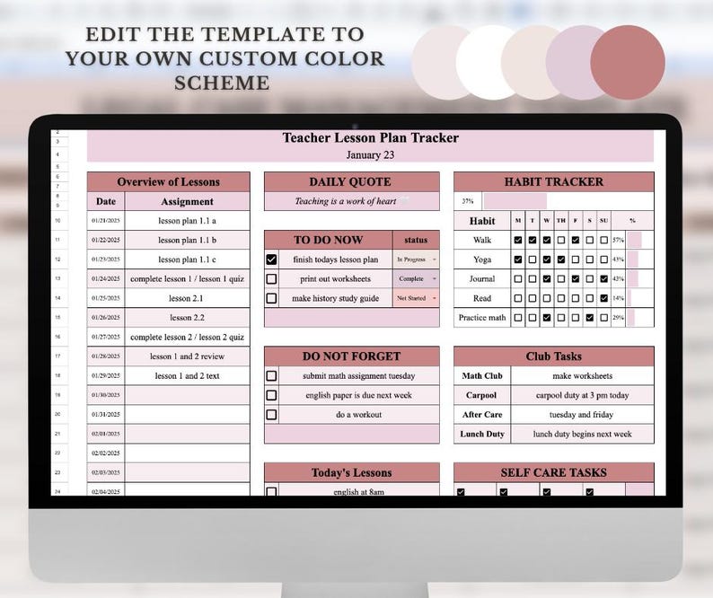 Excel Template for Teachers, Teacher Task Tracker, Homeschool Planner ...