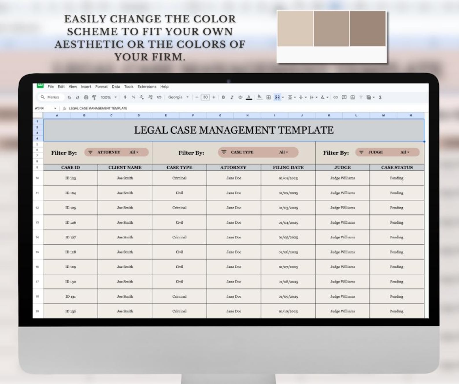 Legal Case Management Template | Google Sheets Project Management ...