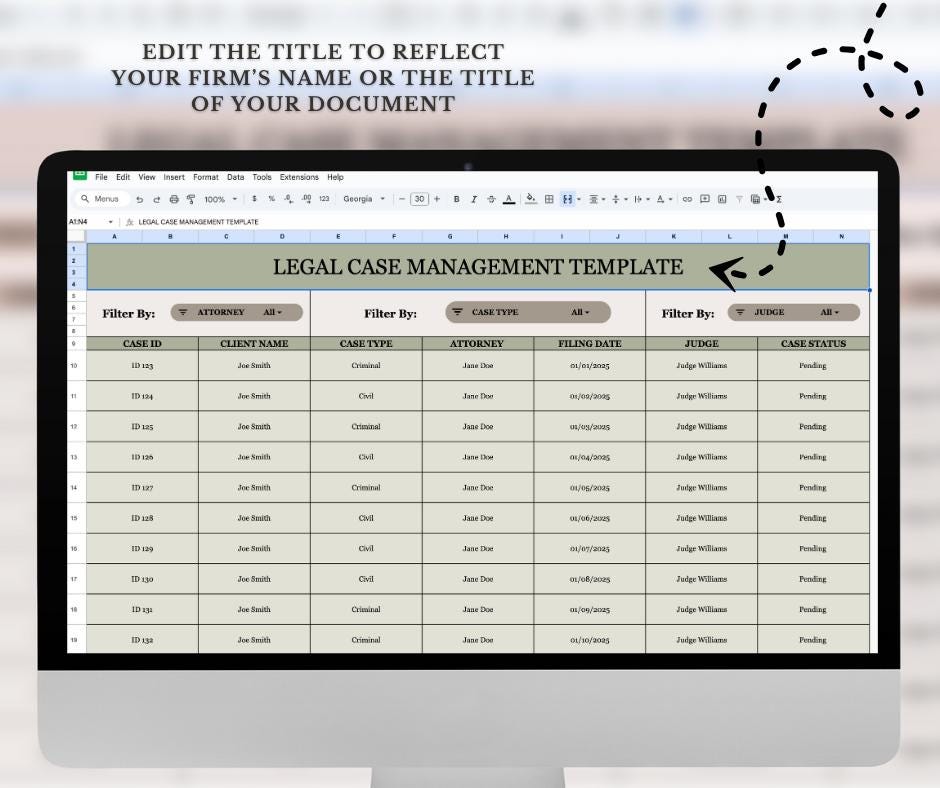 Legal Case Management Template | Google Sheets Project Management ...