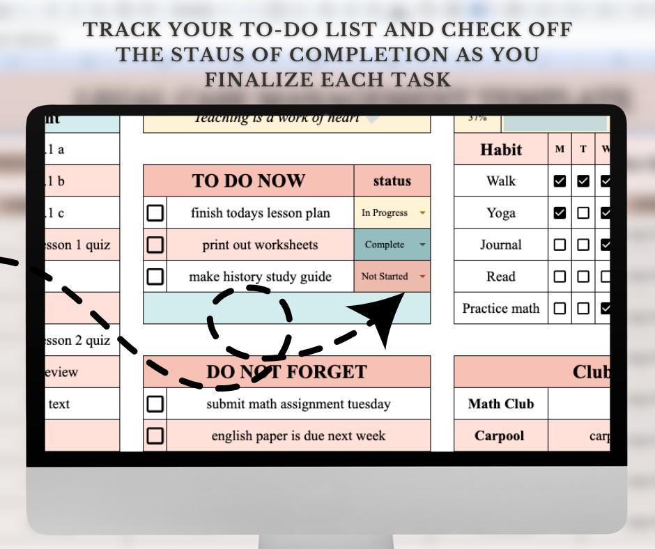 Teacher Lesson Plan Tracker, Teacher Assignment Task Spreadsheet ...
