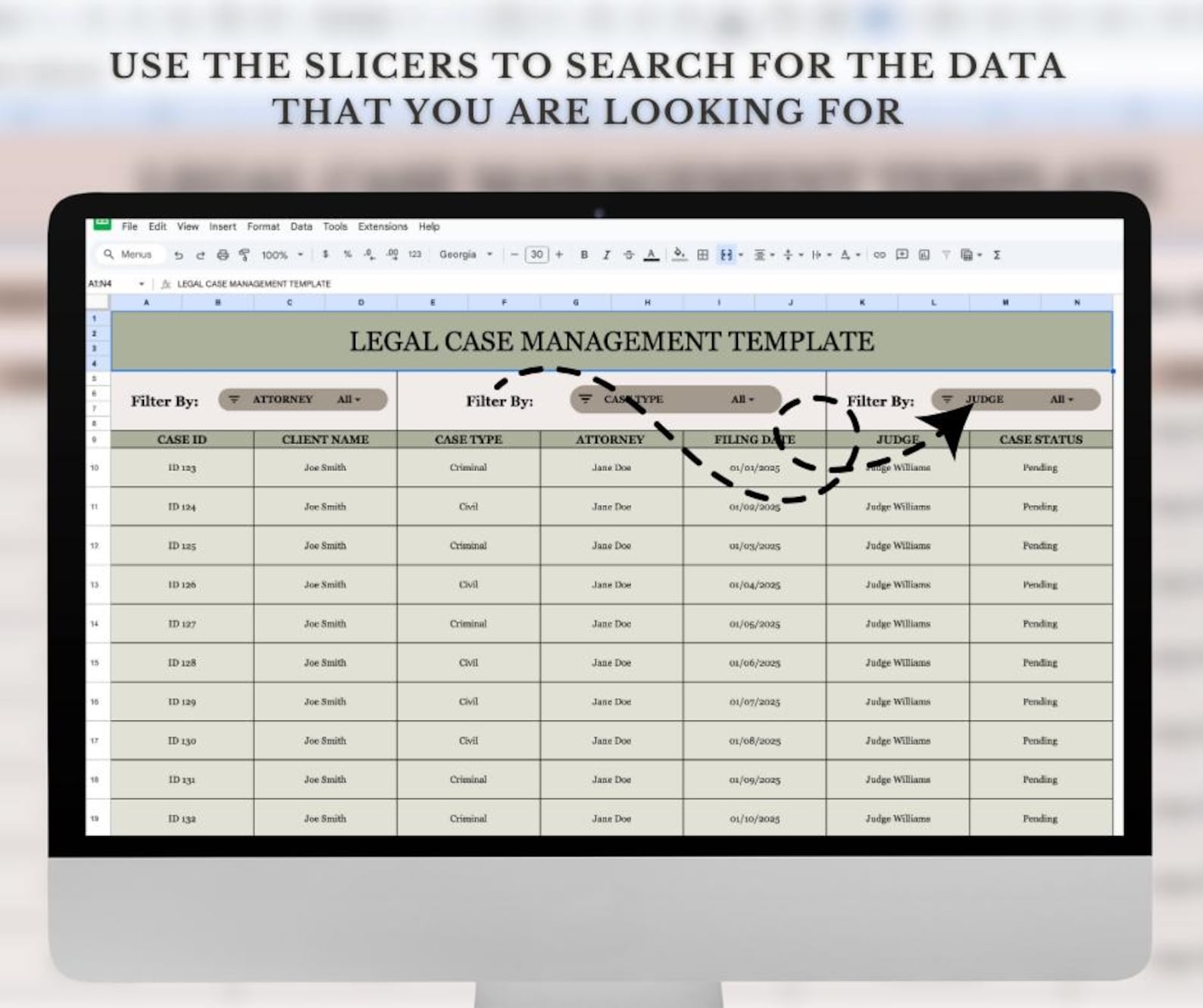 Legal Case Management Template | Google Sheets Project Management ...