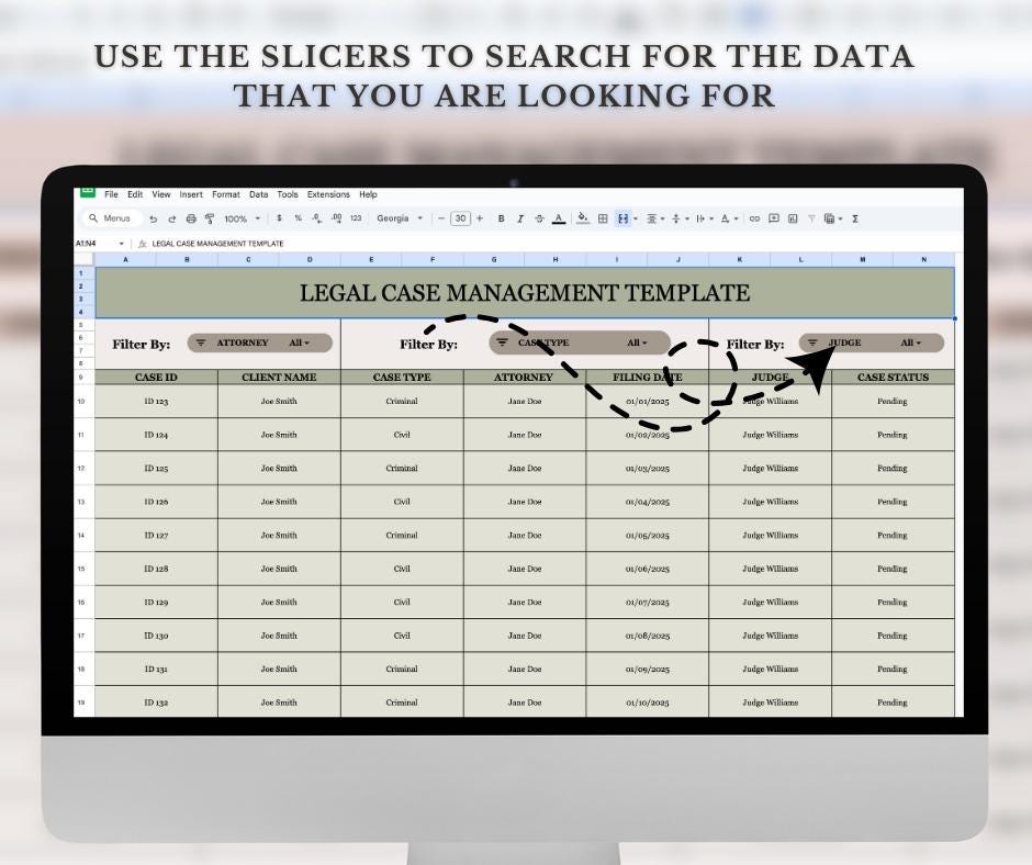 Legal Case Management Template | Google Sheets Project Management ...