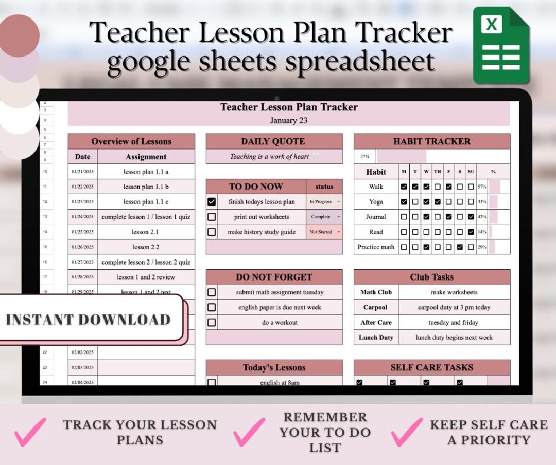 Excel Template for Teachers, Teacher Task Tracker, Homeschool Planner ...