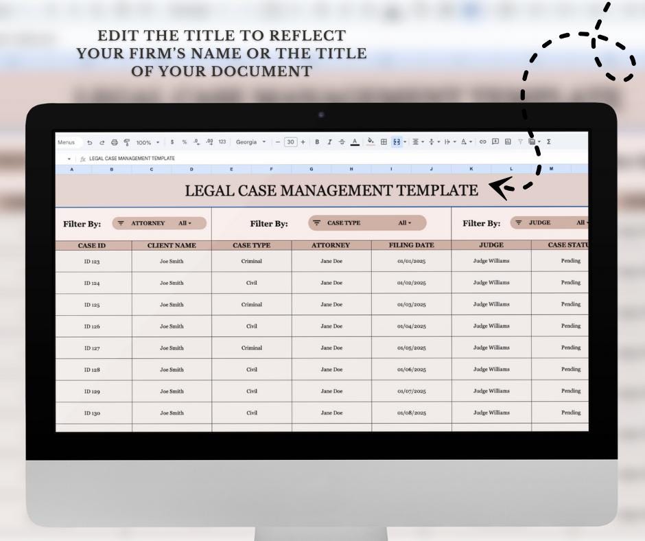 Legal Case Management Template Google Sheets Project Management Tracker ...