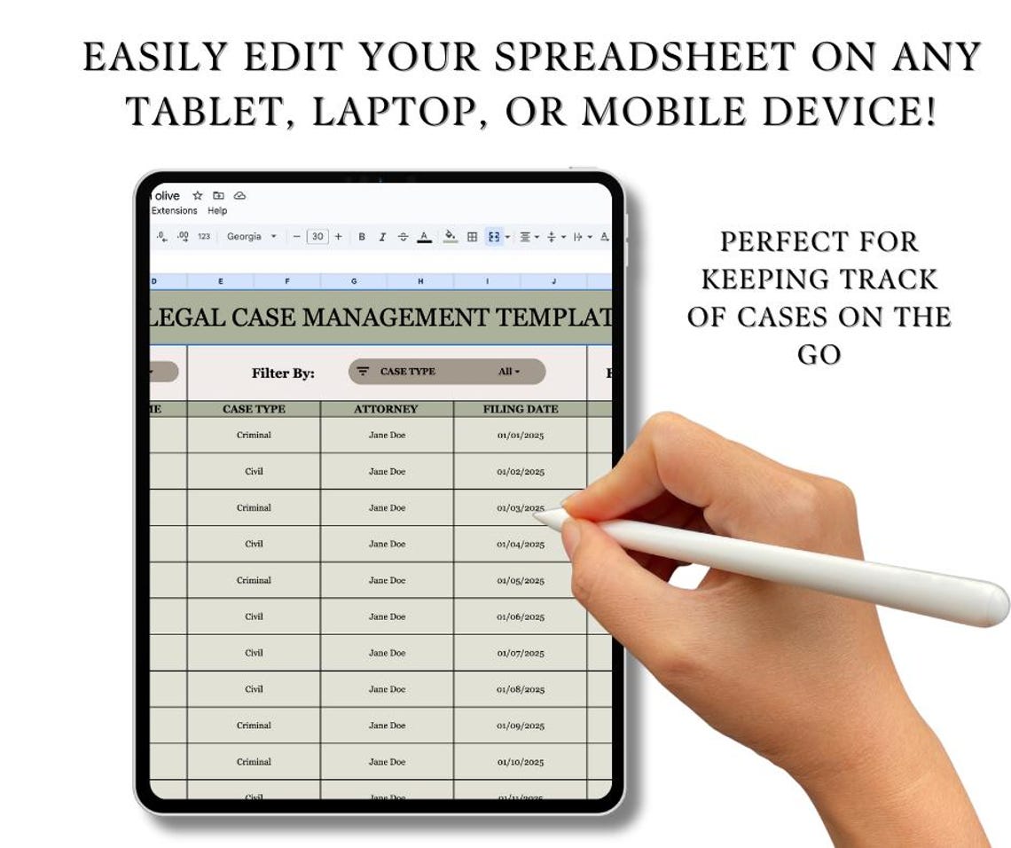 Legal Case Management Template | Google Sheets Project Management ...