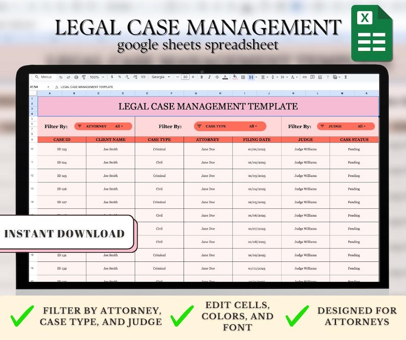 Legal Case Management Template | Google Sheets Project Management ...