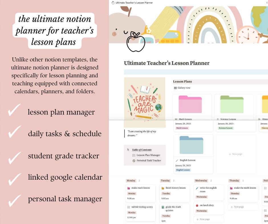 Teacher Notion Plan Template, Notion Teacher’s Planner | Digital ...