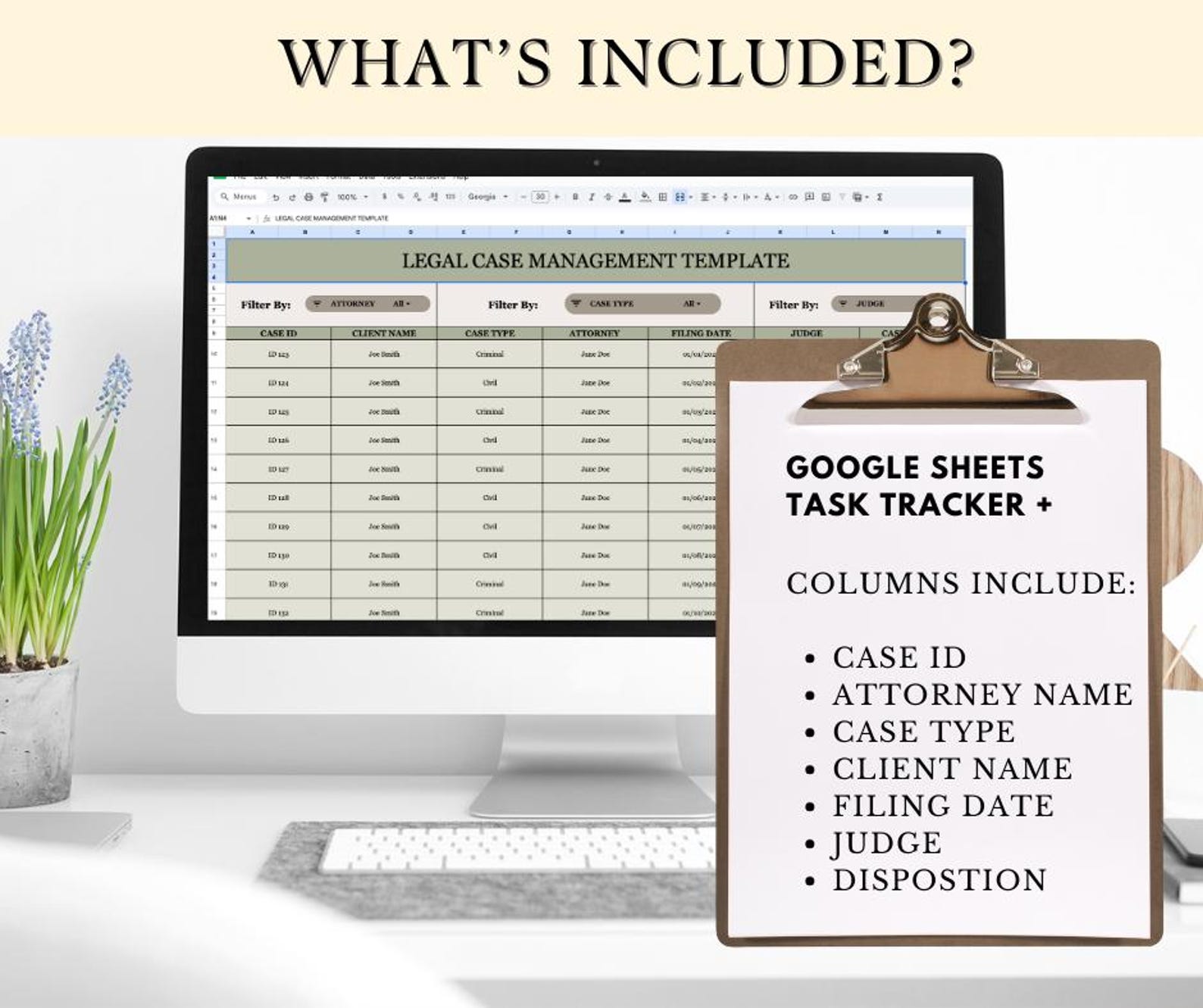 Legal Case Management Template | Google Sheets Project Management ...