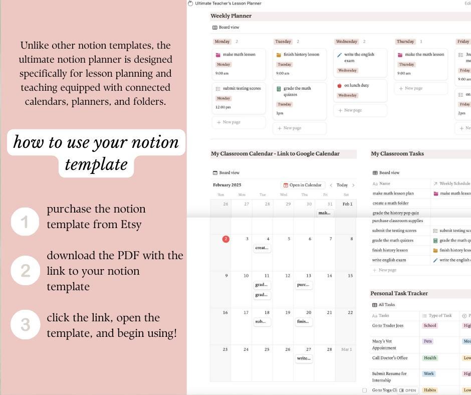 Teacher Notion Plan Template, Notion Teacher’s Planner | Digital ...