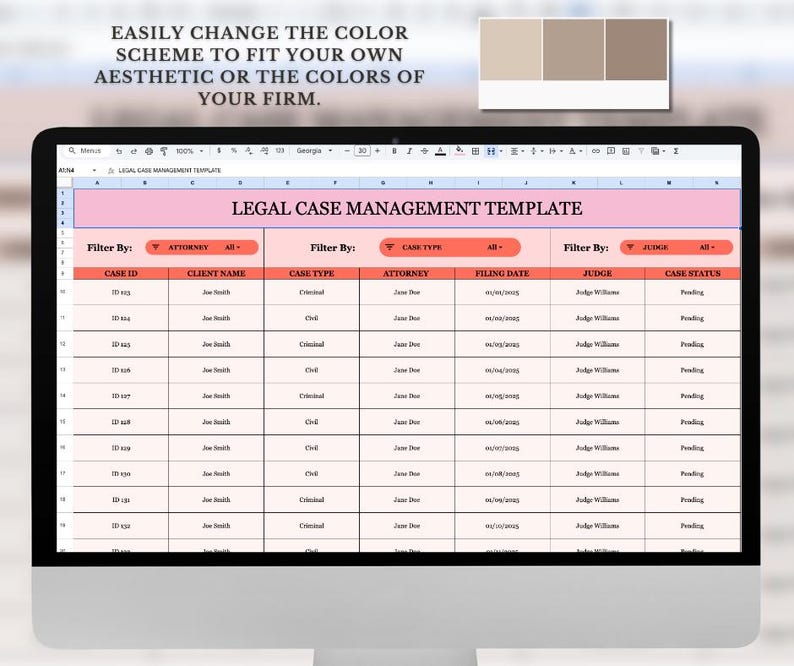 Legal Case Management Template | Google Sheets Project Management ...