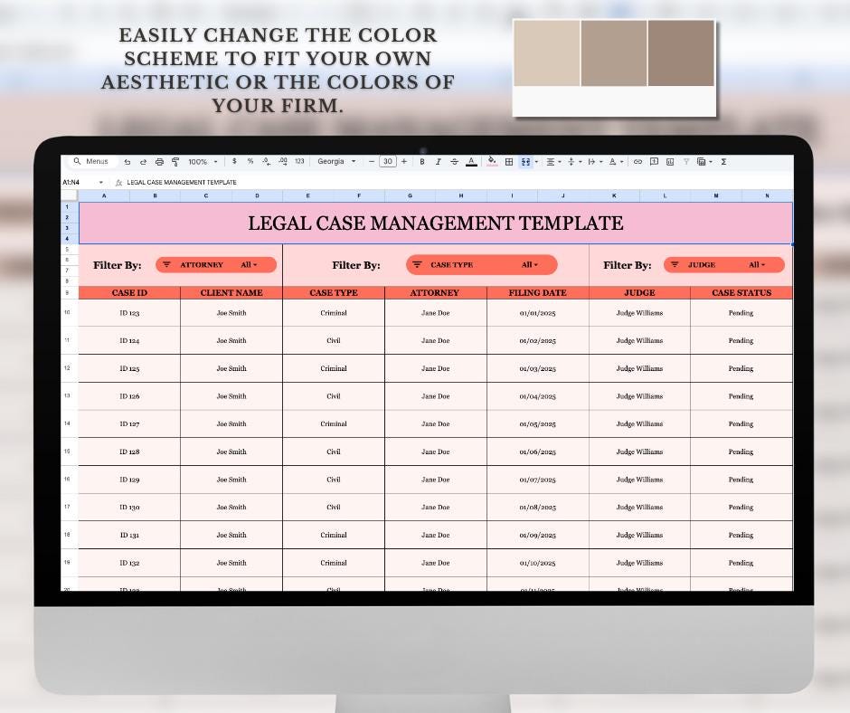 Legal Case Management Template | Google Sheets Project Management ...