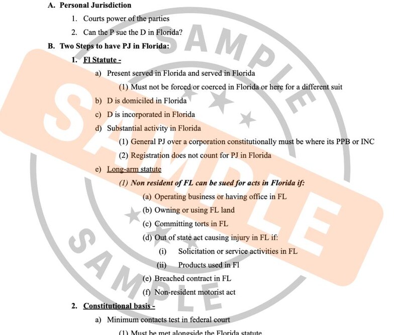 Florida Bar Examination Civil Procedure Outline - 2025/2026 - Etsy
