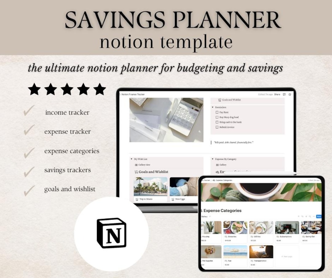 Notion Budget Spreadsheet, Monthly Budget Finance Tracker for Notion ...