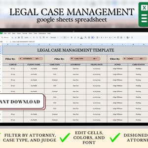Legal Case Management Template | Google Sheets Project Management ...