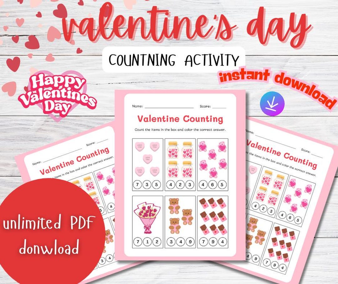 Valentine’s Day Counting Activity Kids, Classroom Valentine's Day ...