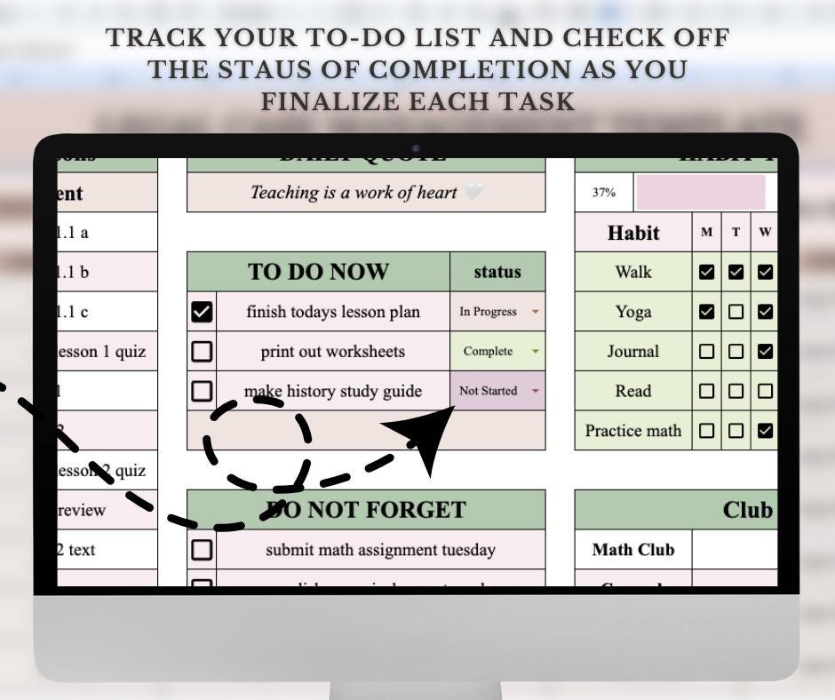 Teacher Lesson Plan Tracker, Teacher Assignment Task Spreadsheet ...