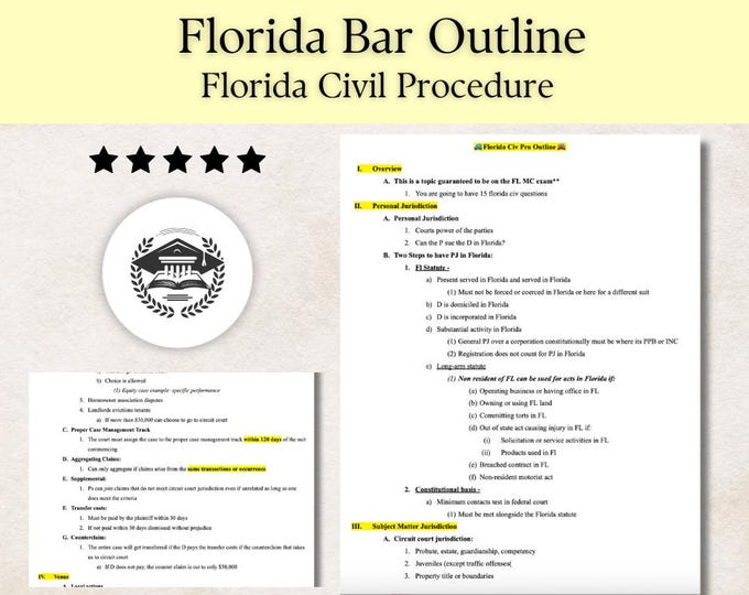 Florida Civil Procedure Outline - Etsy