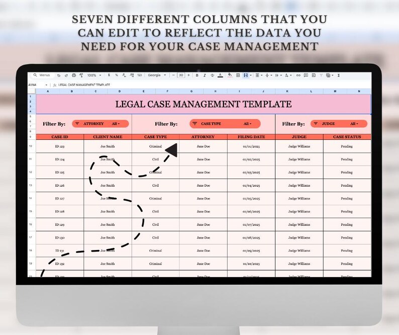 Legal Case Management Template | Google Sheets Project Management ...