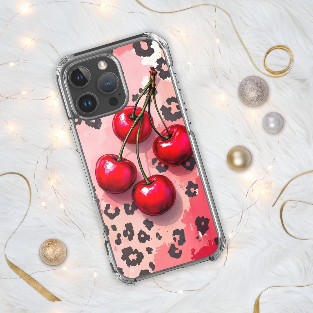 Cherry Leopard Cherries Animal Print Phone Case Clear Case for Iphone ...
